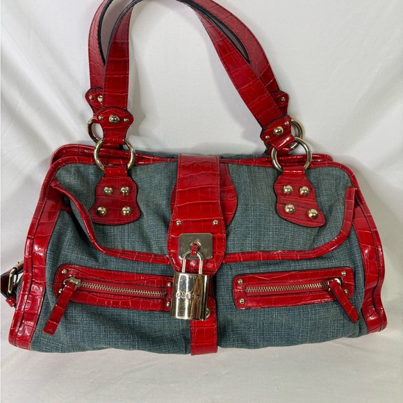 Guess | Bags | Vintage Guess Chic Redblue Denim Womens Handbag ...